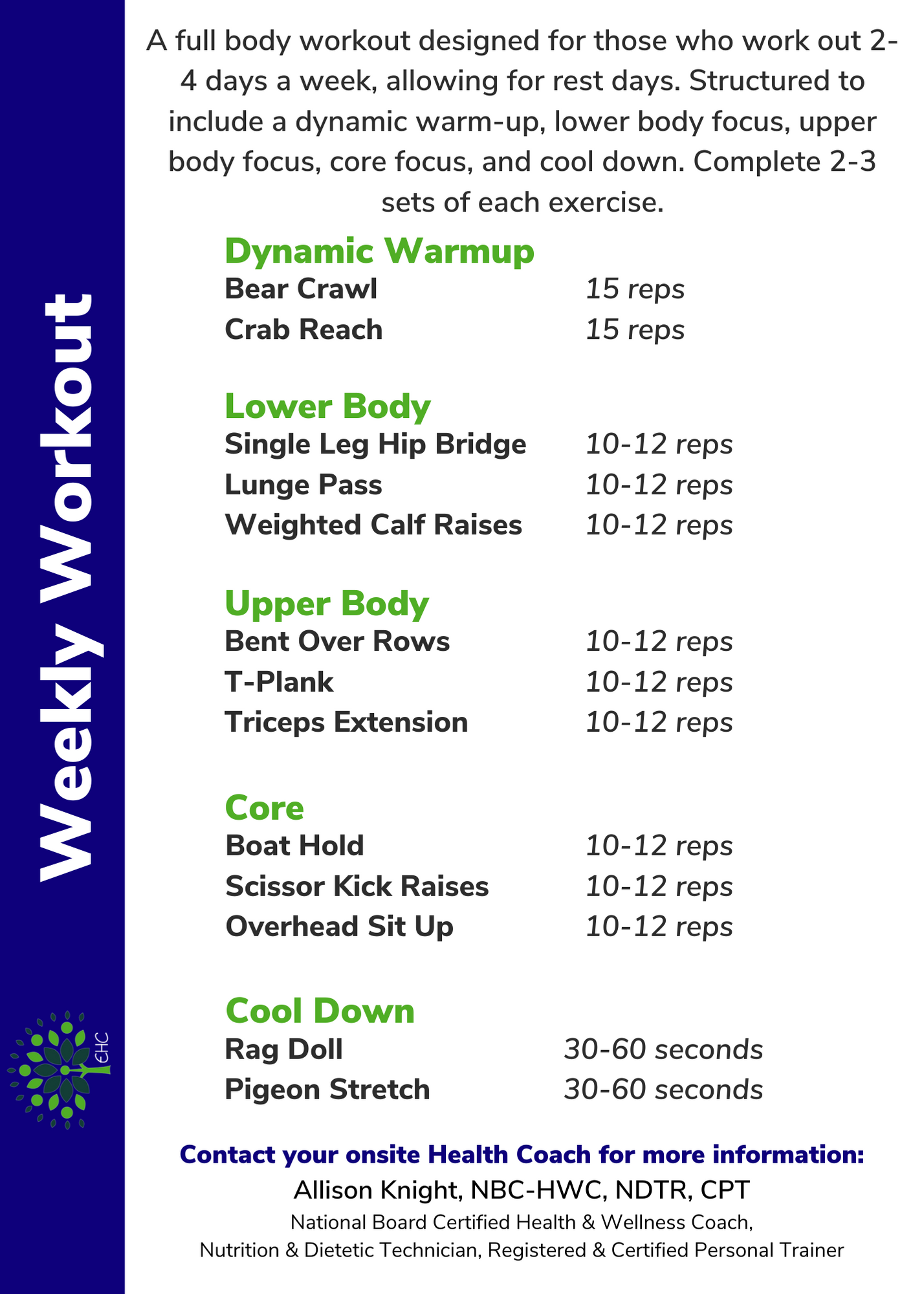 Fitness Friday: Weekly Workout A full body workout designed for those ...