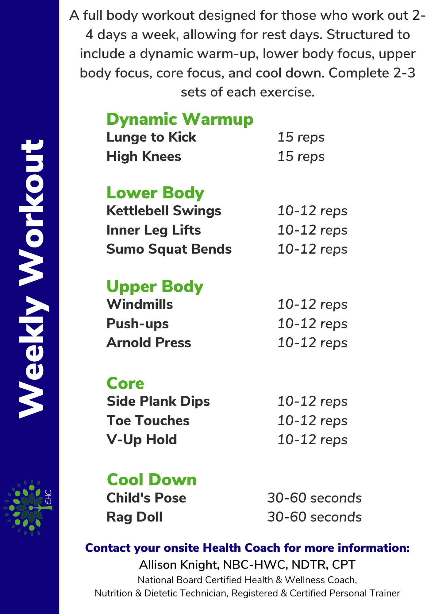 Fitness Friday: Weekly Workout A full body workout designed for those ...